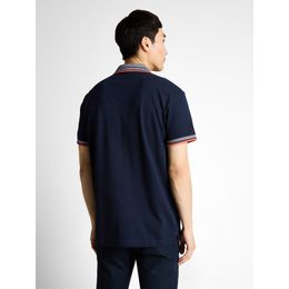Tom Tailor Herren Poloshirt, blau, Gr. M, kontrastfarbene Details, unifarben, Single Jersey, Obermaterial: 95% Baumwolle, 5% Elasthan, Shirts, mit