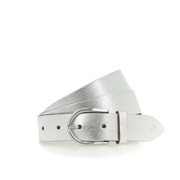 Tamaris Damen Lederg&uuml;rtel ""Cleena Silver""silber metallic, Gr. 120, unifarben, Rindsleder, G&uuml;rtel, aus Rindsleder, 3 cm breit, leicht strukturierte