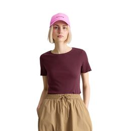 Marc O'Polo T-Shirt MARC O'POLO DENIM "aus Bio-Baumwoll-Stretchjersey", Damen, Gr. L, merlot rot, Obermaterial: 96% Baumwolle, 4% Elasthan, unifarben, Basic, slim fit, Rundhals, Shirts T-Shirt
