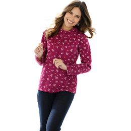 Damen Sweatshirt im floralen Dessin bordeaux-ecru-bedruckt, Gr&ouml;&szlig;e 48