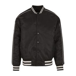Bomberjacke Urban Classics "Urban Classics Racer Bomber Jacket", Herren, Gr. L, schwarz, 100% Nylon, unifarben, normal, amerikanischer Ausschnitt, Jacken Bomberjacke