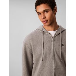Herren Kapuzensweatshirt "LS EU 350TERRY MONOGRAM FZ HOODI"med grau htr, Gr. XXL, Calvin Klein Jeans, unifarben, Sweatware, Obermaterial: 100%