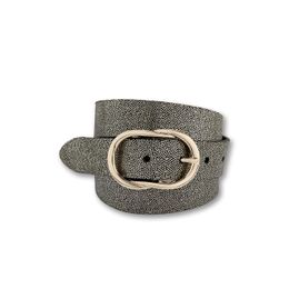 Bernd G&ouml;tz BERND G&Ouml;TZ Damen Lederg&uuml;rtel "Lederg&uuml;rtel mit Metallicglanz und geschlungener Ovalschlie&szlig;e"schwarz, go, Gr. 100, Rindsleder, G&uuml;rtel