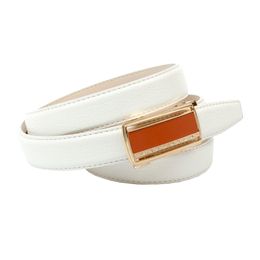 Anthoni Crown Damen Lederg&uuml;rtel, wei&szlig;, Gr. 80, unifarben, Leder, G&uuml;rtel, Dameng&uuml;rtel mit Glas-Schlie&szlig;e in orange