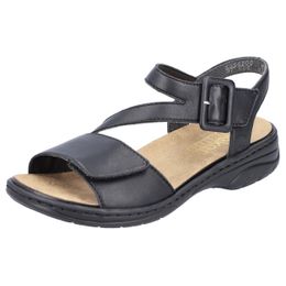 Sandale Rieker, Damen, Gr. 39, schwarz, Leder, Schuhe Sandale, Sommerschuh, Sandalette, Klettschuh, mit Klettverschluss