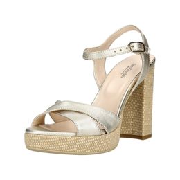 Nero Giardini Damen High-Heel-Sandalette "Nero Giardini Sandalen Leder", Gr. 37, silber, Leder, Schuhe