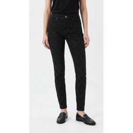 MAC Damen Skinny-fit-Jeans "DREAM SKINNY chain glitter", schwarz, Gr. 46, gemustert, Denim/Jeans, Obermaterial: 83% Baumwolle, 15% Polyester, 2%