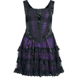 Sinister Gothic Gothic Dress Kurzes Kleid schwarz lila in XS 1236 Black / purple