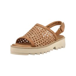 Paul Green Damen Riemchensandale "Paul Green Sandalen Leder/Textil", Gr. 42, braun, Leder, Textil, Schuhe