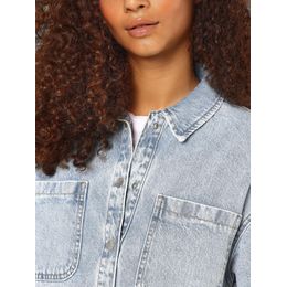 Noisy may Damen Jeansbluse "NMALVA L/S DENIM SHACKET AZ352LB NOOS", blau, Gr. XS, unifarben, Denim/Jeans, Obermaterial: 100% Baumwolle, Blusen