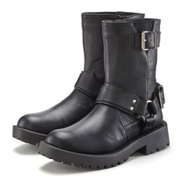 Lascana Damen Bikerboots, Gr. 39, schwarz, Obermaterial: 100% Lederimitat. Decksohle: 100% Lederimitat. Futter: 100% Lederimitat. Laufsohle: 100%