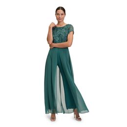 Vera Mont Damen Overall "Damen kurzarm", gr&uuml;n, Gr. 46, Stoff, Obermaterial: 95% Polyester, 5% Elasthan. Besatz: 100% Polyester. Futter: 100%