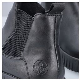 Rieker Damen Winterboots, Gr. 39, schwarz, Lederimitat, unifarben, Schuhe, Chelseaboots, Plateausneaker, Stiefelette, Rei&szlig;verschluss und Stretch