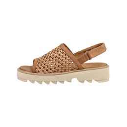 Paul Green Damen Riemchensandale "Paul Green Sandalen Leder/Textil", Gr. 39, braun, Leder, Textil, Schuhe