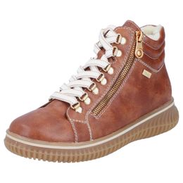 Rieker Damen Winterboots, Gr. 37, braun, Lederimitat, Schuhe, Schn&uuml;rboots, Stiefelette mit wasserabweisender RiekerTEX-Membran