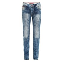 Cipo & Baxx CIPO & BAXX Herren R&ouml;hrenjeans "Jeans", blau, Basic, Gr. 33, unifarben, 100% Baumwolle, Jeans, im Used-Look, CD-520