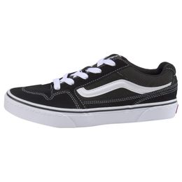 Vans Kinder Sneaker "CALDRONE", Gr. 34,5, schwarz, Leder, Schuhe, mit kontrastfarbenem Logobadge an der Ferse