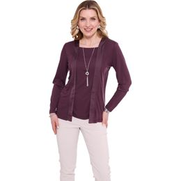 Damen 2-in-1-Shirt mit Satin-Besatz aubergine, Gr&ouml;&szlig;e 40