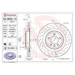 Brembo Bremsscheibe 09.B503.1X hinten rechts links Gelocht 350mm f&uuml;r LAND ROVER LR189046 LR161898 LR099036
