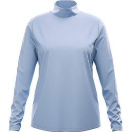 Damen Stehkragenshirt aus reiner Baumwolle bleu, Gr&ouml;&szlig;e 40