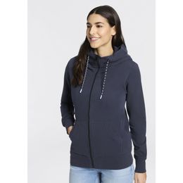 Kapuzensweatjacke Ragwear "NESKIA ZIP B O", Damen, Gr. L, navy, Sweatware, Obermaterial: 95% Baumwolle, 5% Elasthan, unifarben, h&uuml;ftlang, Rundhals, Rippb&uuml;ndchen, Sweatjacken, mit hochgeschnittener Kapuze mit Kordel