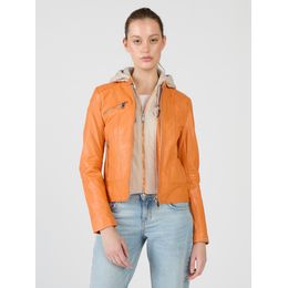 Maze Damen Lederjacke "Mico", orange, Gr. L, Obermaterial: 100% Lammleder. Innenfutter: 100% Polyester. Kapuze: 55% Baumwolle, 45% Polyester, Jacken