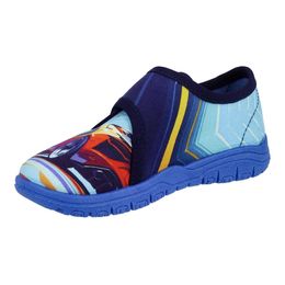 Richter M&auml;dchen Hausschuh "Mailo", Gr. 31dunkelblau multi mit automotiv, Baumwolle, kontrastfarbene Details, Schuhe, Klettschuh, Kindergartenschuh