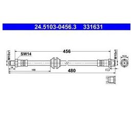 ATE Bremsschlauch 24.5103-0456.3 hinten rechts links f&uuml;r MERCEDES-BENZ A4474284500 4474284500 4474280335