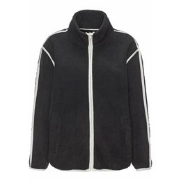 Buffalo Damen Fleecejackeschwarz, Gr. 32, unifarben mit Farbeinsatz, Fleece, Obermaterial: 100% Polyester, Jacken, kuschelig und weich