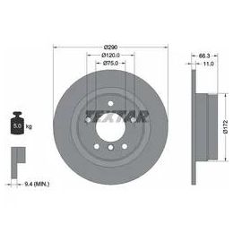 TEXTAR Bremsscheibe PRO 92261003 hinten rechts links voll 290mm f&uuml;r BMW 34216792225 6792225