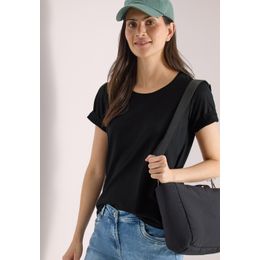 Cecil Damen T-Shirtschwarz, wei&szlig;, Gr. M, unifarben, Web, 50% Baumwolle, 50% Modal, Shirts, im Basic-Style