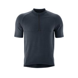 Radtrikot Gonso "Adventure Jersey Nature M", Herren, Gr. L, blau (nachtblau), 90% Viskose, 5% Elasthan, 5% Polyamid, Rundhals, Trikots, Herren Fahrradtrikot kurzarm, bequemes Half-Zip Trikot, Slim Fit