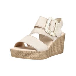 Keilsandalette Gabor "Gabor Sandalen Veloursleder", Damen, Gr. 37,5, beige, Veloursleder, Schuhe