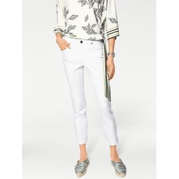 Damen R&ouml;hrenjeans, wei&szlig;, Gr. 42, Linea Tesini BY HEINE, unifarben, 72% Baumwolle, 26% Polyester, 2% Elasthan, Miedereinsatz:15% Elasthan, 85%