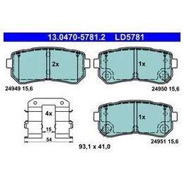 ATE Bremsbelagsatz, Scheibenbremse 13.0470-5781.2 hinten rechts links mit Zubeh&ouml;r f&uuml;r HYUNDAI KIA 58302-J9A50 58302-1KA30 58302-J9A70