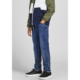 Jack & Jones Jungen Regular-fit-Jeans "JJICLARK JJORIGINAL MF 123 NOOS JNR", blau, Gr. 128, JACK & JONES JUNIOR, Abriebeffekte, Denim/Jeans, Obermaterial: 100%