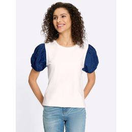 Heine Damen Kurzarmshirt "Shirt"ecru, Gr. 34, unifarben, 95% Baumwolle, 5% Elasthan, Einsatz:100% Baumwolle, Shirts