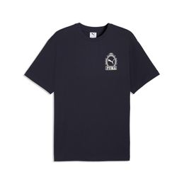 T-Shirt Puma "Graphic Relaxed T-Shirt Herren", Damen, Gr. L, new navy blau, Obermaterial: 100% Baumwolle. Rippe: 20% Polyester, 80% Baumwolle, bedruckt, relaxed fit, Rundhals, Shirts T-Shirt