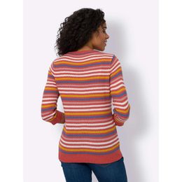 Classic Basics Damen Ajourpullover "Ajour-Pullover", rot, Gr. 50, gemustert, gestreift, 100% Polyacryl, Pullover