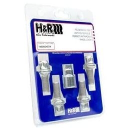 H&R Radbolzen Felgenschloss-Set M14 x 1,5 27 mm 1452703KEY4 Radschraube Silber