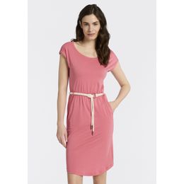 Ragwear Damen Minikleid "LILITHE O", rosa, Gr. XL, unifarben, Jersey, Obermaterial: 50% Baumwolle, 50% Modal, Kleider, mit Taillen-Bindeg&uuml;rtel
