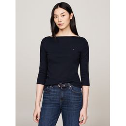 3/4-Arm-Shirt Tommy Hilfiger "NEW CODY BOAT-NECK", Damen, Gr. S, blau (nos desert sky), Jersey, Obermaterial: 100% Baumwolle, unifarben, slim fit h&uuml;ftlang, U-Boot-Ausschnitt, abgesteppt, Shirts 3/4-Arm-Shirt, Baumwolle, U-Boot-Ausschnitt, Slim Fit
