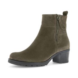 Gabor Damen Stiefelette "St. Tropez", Gr. 39, gr&uuml;n, Veloursleder, unifarben, Schuhe, Blockabsatz, Boots mit Zierrei&szlig;verschluss au&szlig;en, G-Weite