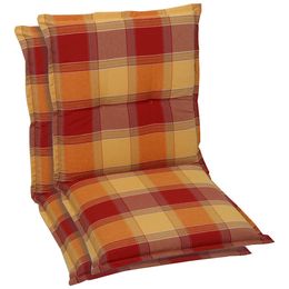 Sesselauflage GO-DE, bunt (gelb, rot, terracotta), B:100cm H:7cm T:50cm, Obermaterial: 65% Baumwolle, 35% Polyester, Polsterauflagen, Sesselauflage