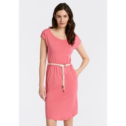 Ragwear Damen Minikleid "LILITHE O", rosa, Gr. L, unifarben, Jersey, Obermaterial: 50% Baumwolle, 50% Modal, Kleider, mit Taillen-Bindeg&uuml;rtel