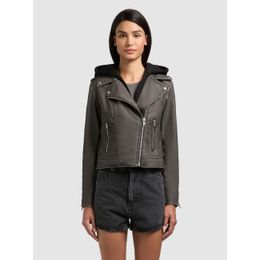 Khujo Damen Lederimitatjacke "YAEL 2IN1", grau, Gr. M, 100% Polyester, Jacken