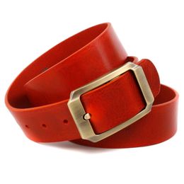 Anthoni Crown Damen Lederg&uuml;rtel, rot, Gr. 95, unifarben, Leder, G&uuml;rtel, mit messingfarbender G&uuml;rtelschlie&szlig;e