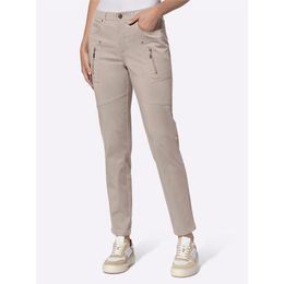 Heine Damen Webhose, beige, Gr. 50, unifarben, 52% Lyocell, 45% Baumwolle, 3% Elasthan, Hosen