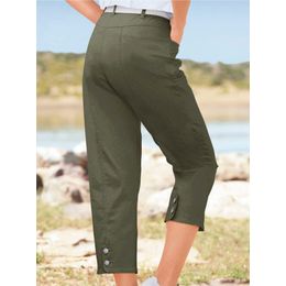 7/8-Jeans Casual Looks, Damen, Gr. 40, Normalgr&ouml;&szlig;en, gr&uuml;n (khaki), 96% Baumwolle, 4% Elasthan, unifarben, 7/8-L&auml;nge, Jeans