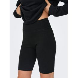 Trainingsshorts Only Play "ONPNOON LIFE HW CITY JRS SHORTS NOOS", Damen, Gr. L (40), N-Gr, schwarz, Jersey, Obermaterial: 92% Baumwolle, 8% Elasthan, unifarben, slim fit, Hosen, mit reflektierenden Details